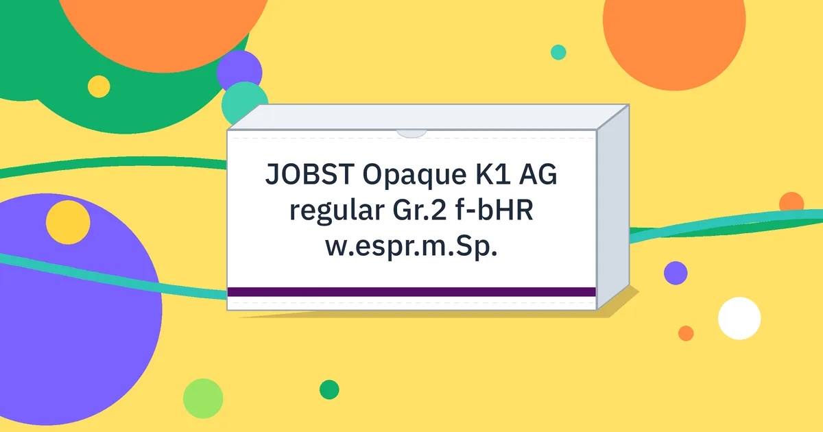 Symbolbild: Packung mit der Aufschrift JOBST Opaque K1 AG regular Gr.2 f-bHR w.espr.m.Sp. (PZN 16267366) – Verfügbarkeit und Bezug in Apotheken in Frankfurt am Main
