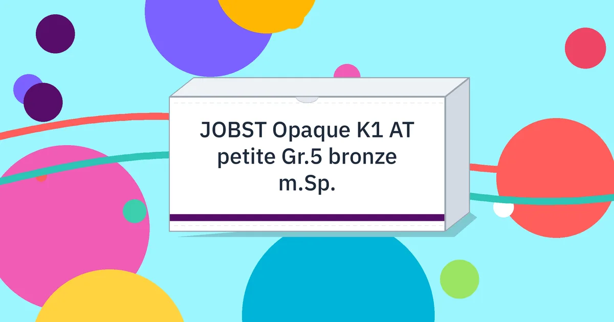 Symbolbild: Packung mit der Aufschrift JOBST Opaque K1 AT petite Gr.5 bronze m.Sp. (PZN 13103434) – Verfügbarkeit und Bezug in Apotheken in Frankfurt am Main