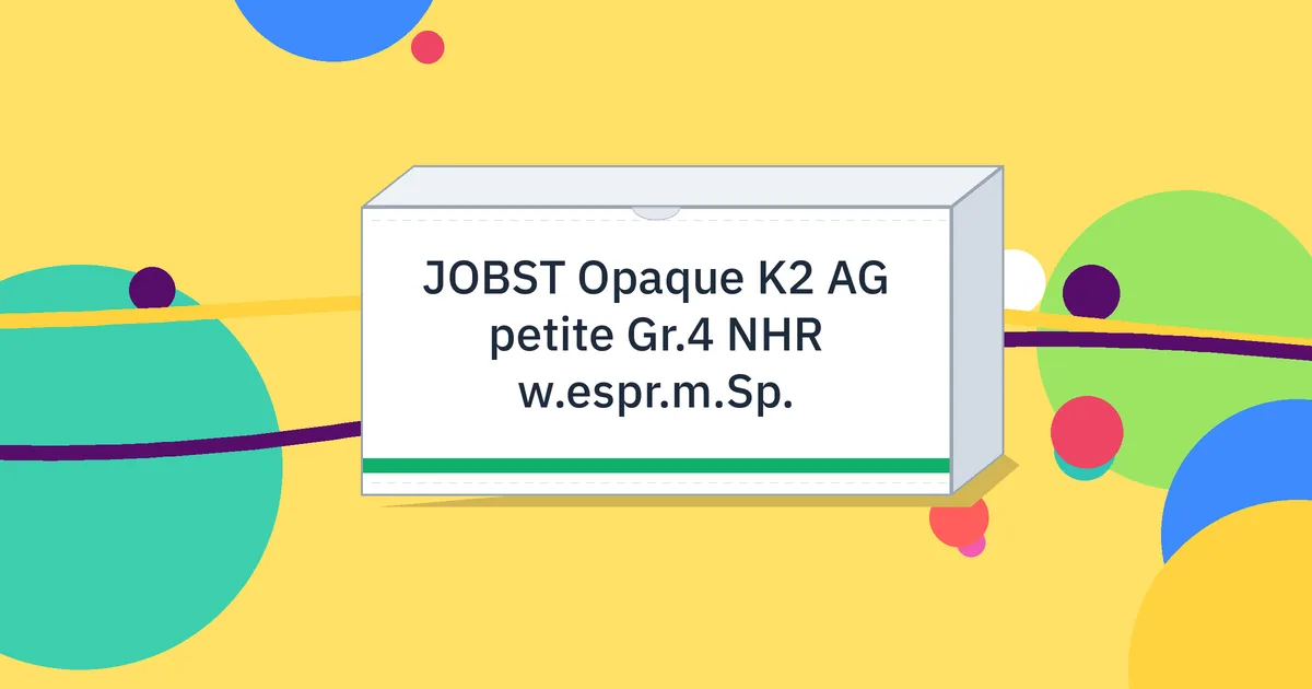 Symbolbild: Packung mit der Aufschrift JOBST Opaque K2 AG petite Gr.4 NHR w.espr.m.Sp. (PZN 16285855) – Verfügbarkeit und Bezug in Apotheken in Frankfurt am Main