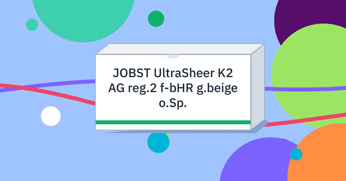 Symbolbild: Packung mit der Aufschrift JOBST UltraSheer K2 AG reg.2 f-bHR g.beige o.Sp. (PZN 16301583) – Verfügbarkeit und Bezug in Apotheken in Frankfurt am Main