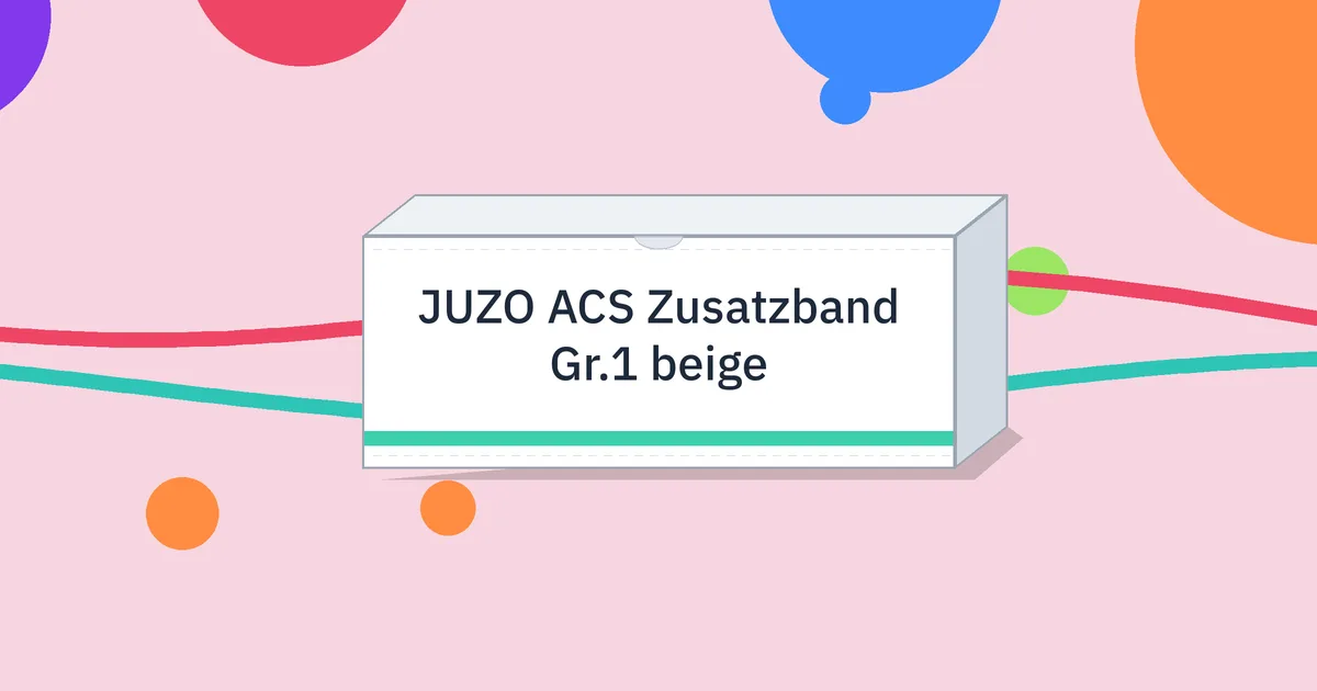 Symbolbild: Packung mit der Aufschrift JUZO ACS Zusatzband Gr.1 beige (PZN 13885810) – Verfügbarkeit und Bezug in Apotheken in Frankfurt am Main