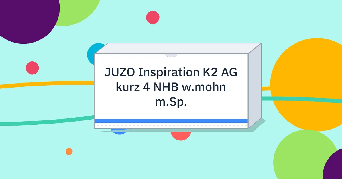 Symbolbild: Packung mit der Aufschrift JUZO Inspiration K2 AG kurz 4 NHB w.mohn m.Sp. (PZN 14949162) – Verfügbarkeit und Bezug in Apotheken in Frankfurt am Main