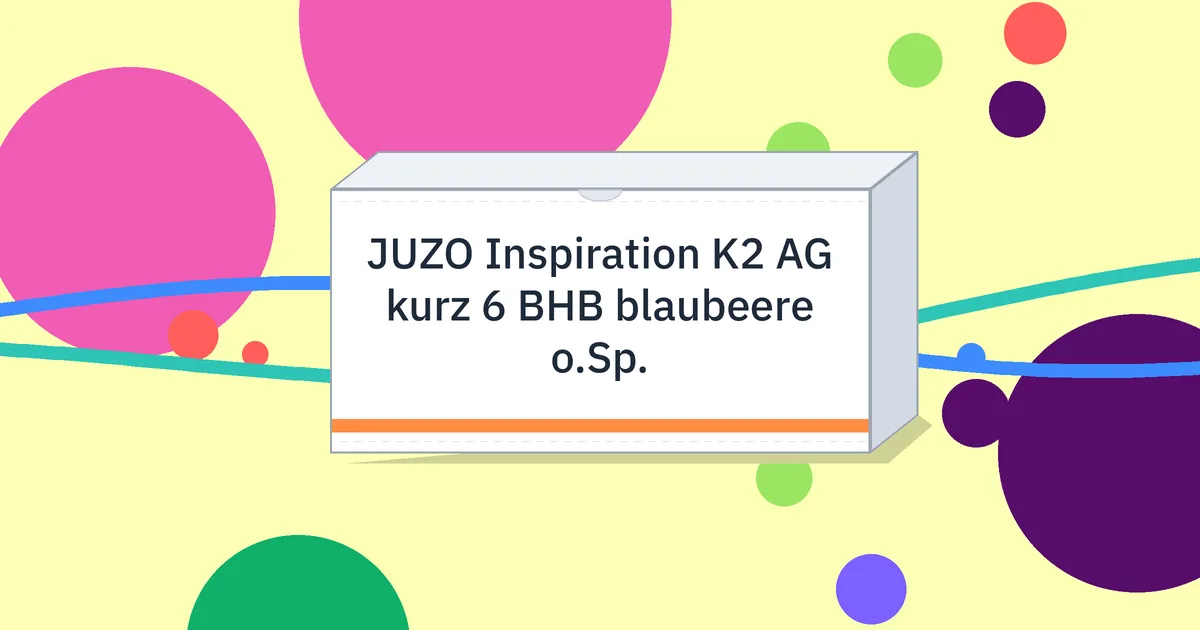 Symbolbild: Packung mit der Aufschrift JUZO Inspiration K2 AG kurz 6 BHB blaubeere o.Sp. (PZN 14834938) – Verfügbarkeit und Bezug in Apotheken in Frankfurt am Main