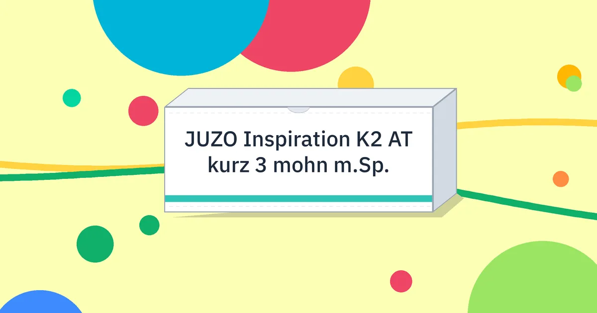 Symbolbild: Packung mit der Aufschrift JUZO Inspiration K2 AT kurz 3 mohn m.Sp. (PZN 14931110) – Verfügbarkeit und Bezug in Apotheken in Frankfurt am Main