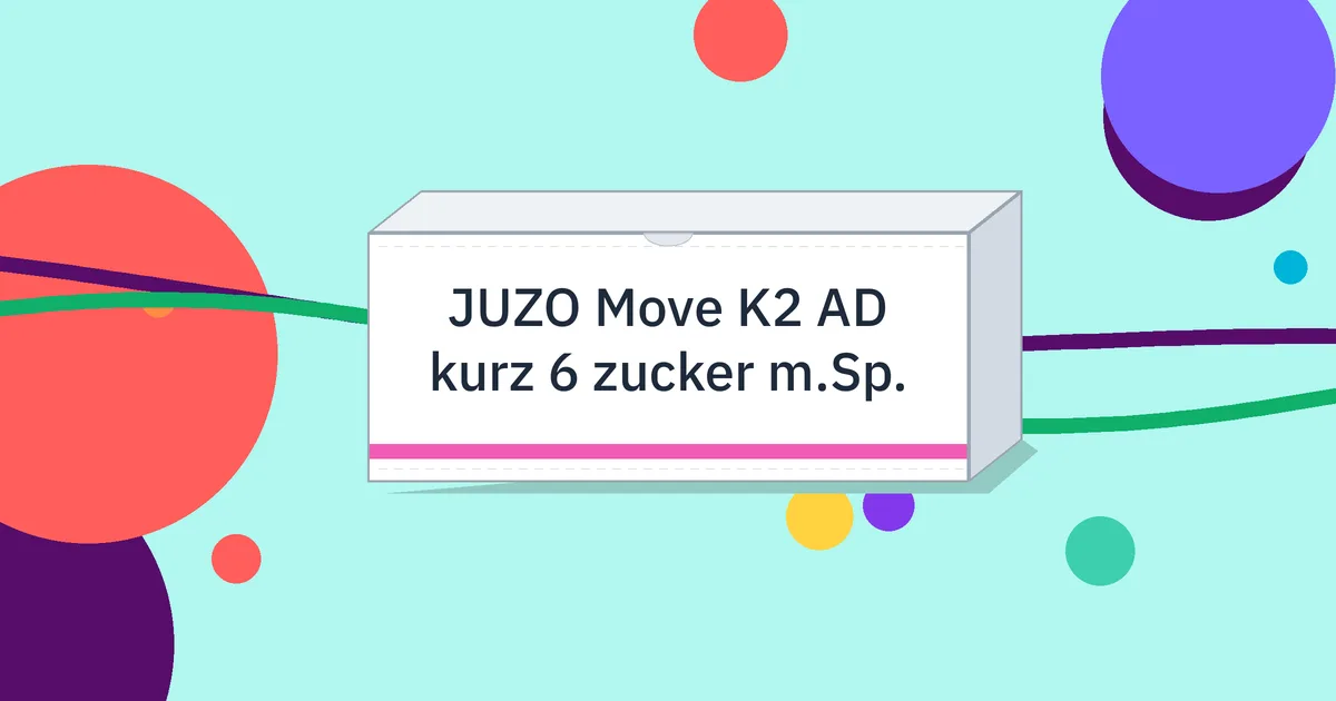 Symbolbild: Packung mit der Aufschrift JUZO Move K2 AD kurz 6 zucker m.Sp. (PZN 18508466) – Verfügbarkeit und Bezug in Apotheken in Frankfurt am Main
