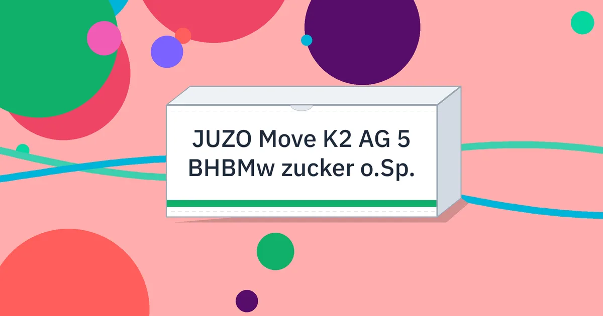 Symbolbild: Packung mit der Aufschrift JUZO Move K2 AG 5 BHBMw zucker o.Sp. (PZN 18526754) – Verfügbarkeit und Bezug in Apotheken in Frankfurt am Main