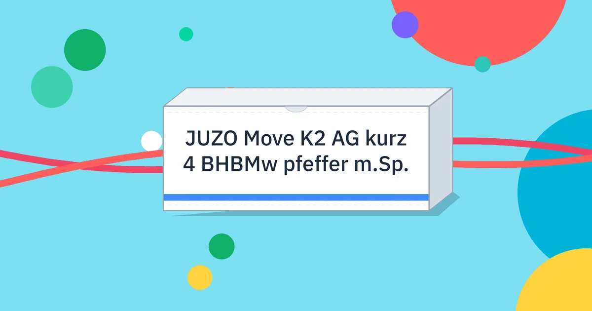 Symbolbild: Packung mit der Aufschrift JUZO Move K2 AG kurz 4 BHBMw pfeffer m.Sp. (PZN 16649926) – Verfügbarkeit und Bezug in Apotheken in Frankfurt am Main