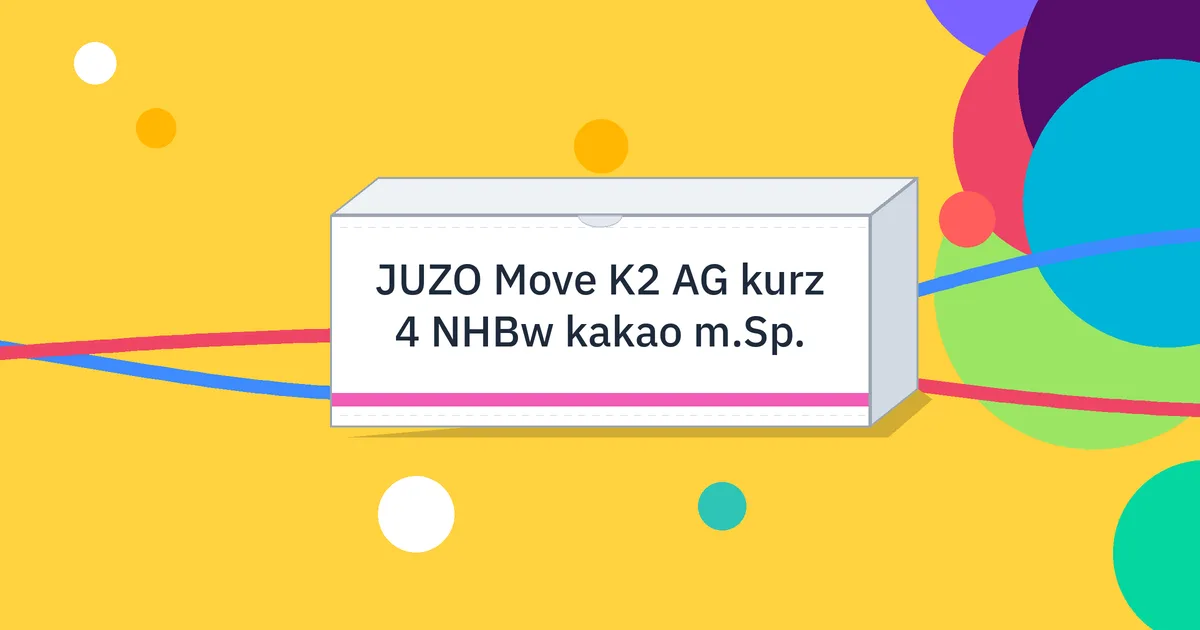 Symbolbild: Packung mit der Aufschrift JUZO Move K2 AG kurz 4 NHBw kakao m.Sp. (PZN 18558783) – Verfügbarkeit und Bezug in Apotheken in Frankfurt am Main