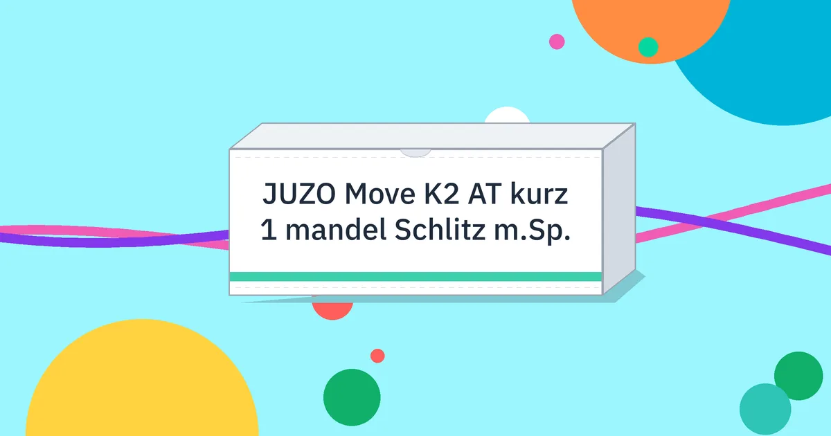Symbolbild: Packung mit der Aufschrift JUZO Move K2 AT kurz 1 mandel Schlitz m.Sp. (PZN 20674982) – Verfügbarkeit und Bezug in Apotheken in Frankfurt am Main