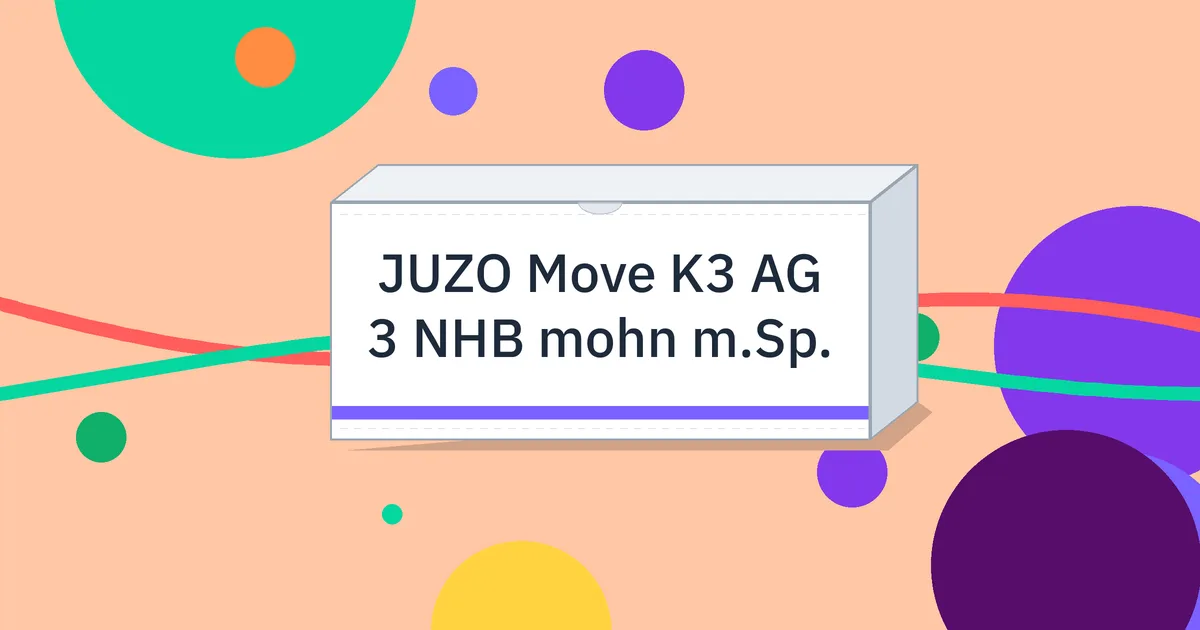 Symbolbild: Packung mit der Aufschrift JUZO Move K3 AG 3 NHB mohn m.Sp. (PZN 18587046) – Verfügbarkeit und Bezug in Apotheken in Frankfurt am Main