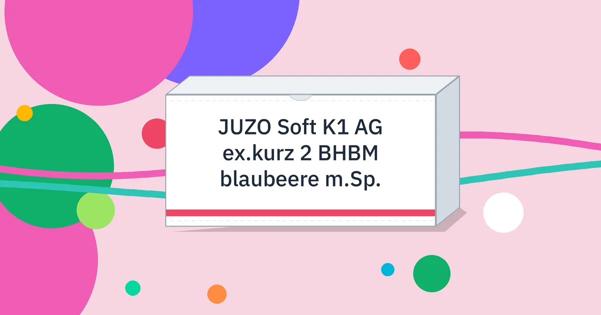 Symbolbild: Packung mit der Aufschrift JUZO Soft K1 AG ex.kurz 2 BHBM blaubeere m.Sp. (PZN 14856408) – Verfügbarkeit und Bezug in Apotheken in Frankfurt am Main
