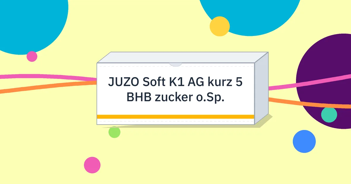 Symbolbild: Packung mit der Aufschrift JUZO Soft K1 AG kurz 5 BHB zucker o.Sp. (PZN 14822639) – Verfügbarkeit und Bezug in Apotheken in Frankfurt am Main