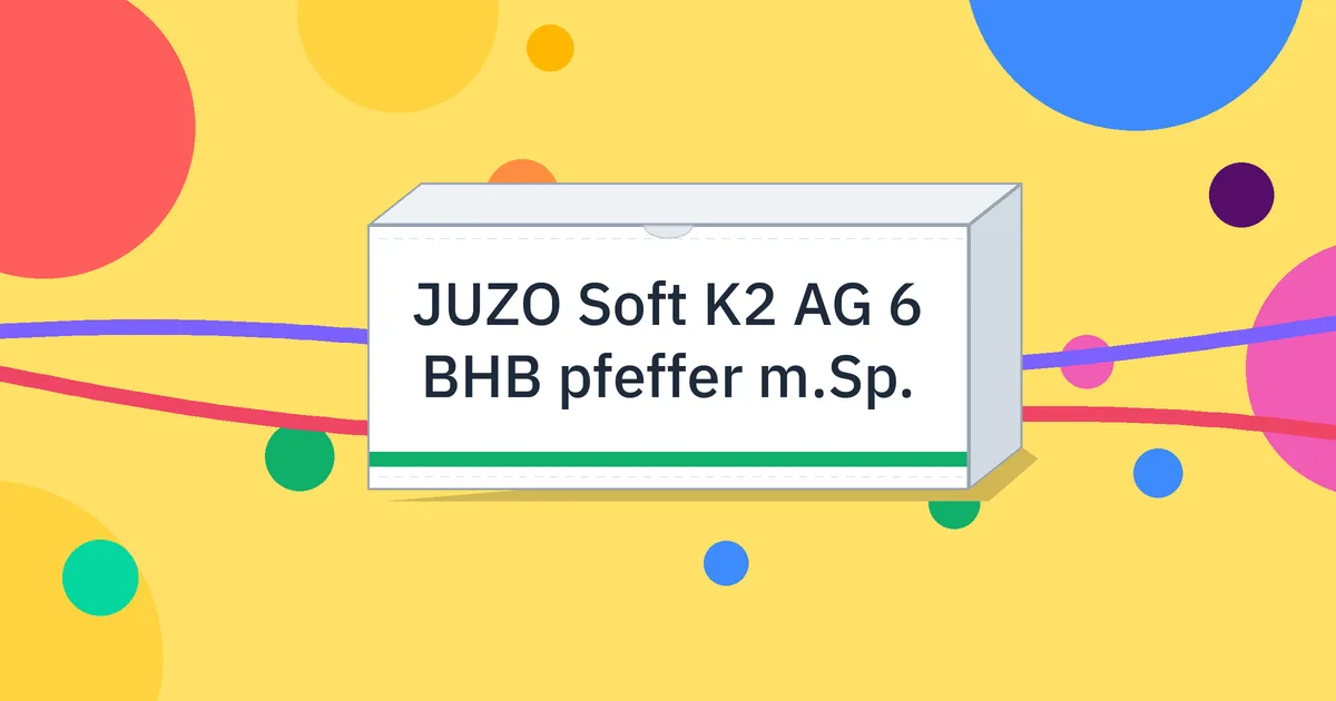 Symbolbild: Packung mit der Aufschrift JUZO Soft K2 AG 6 BHB pfeffer m.Sp. (PZN 14824673) – Verfügbarkeit und Bezug in Apotheken in Frankfurt am Main