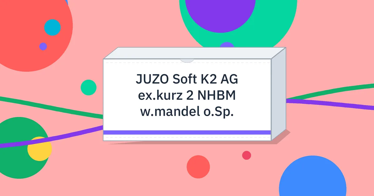 Symbolbild: Packung mit der Aufschrift JUZO Soft K2 AG ex.kurz 2 NHBM w.mandel o.Sp. (PZN 15021628) – Verfügbarkeit und Bezug in Apotheken in Frankfurt am Main