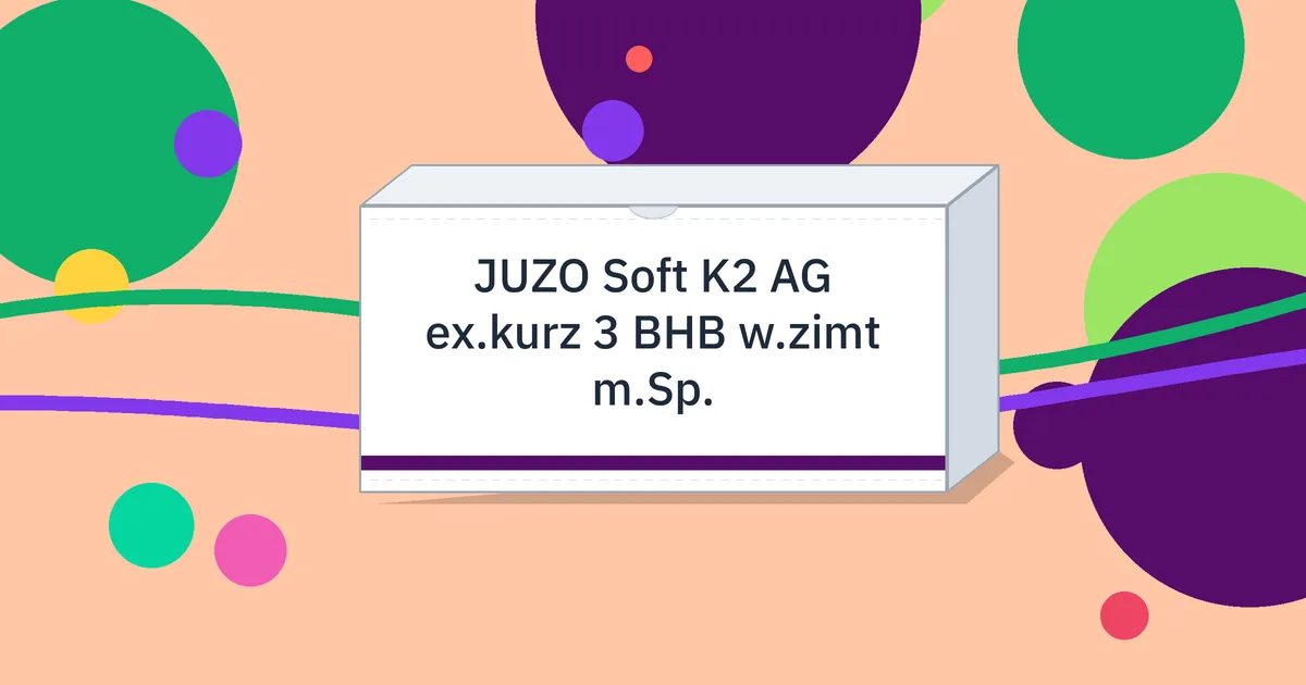 Symbolbild: Packung mit der Aufschrift JUZO Soft K2 AG ex.kurz 3 BHB w.zimt m.Sp. (PZN 14843251) – Verfügbarkeit und Bezug in Apotheken in Frankfurt am Main