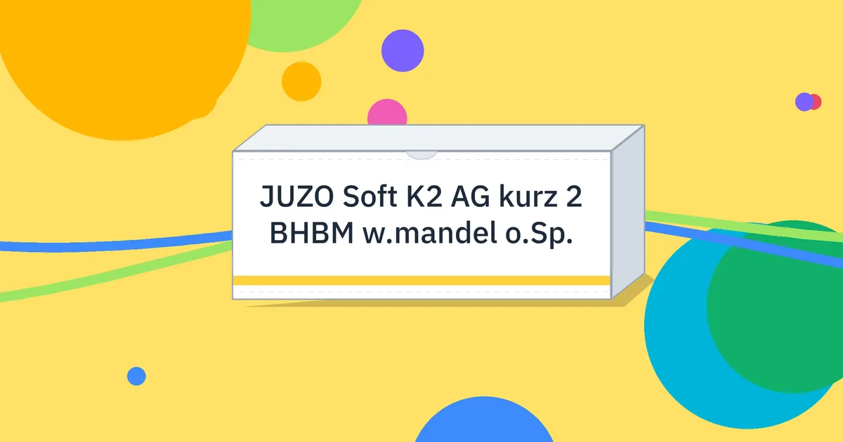Symbolbild: Packung mit der Aufschrift JUZO Soft K2 AG kurz 2 BHBM w.mandel o.Sp. (PZN 14869635) – Verfügbarkeit und Bezug in Apotheken in Frankfurt am Main