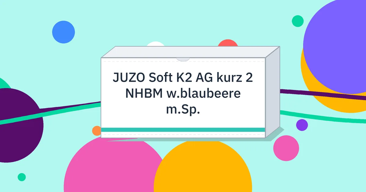 Symbolbild: Packung mit der Aufschrift JUZO Soft K2 AG kurz 2 NHBM w.blaubeere m.Sp. (PZN 15019904) – Verfügbarkeit und Bezug in Apotheken in Frankfurt am Main
