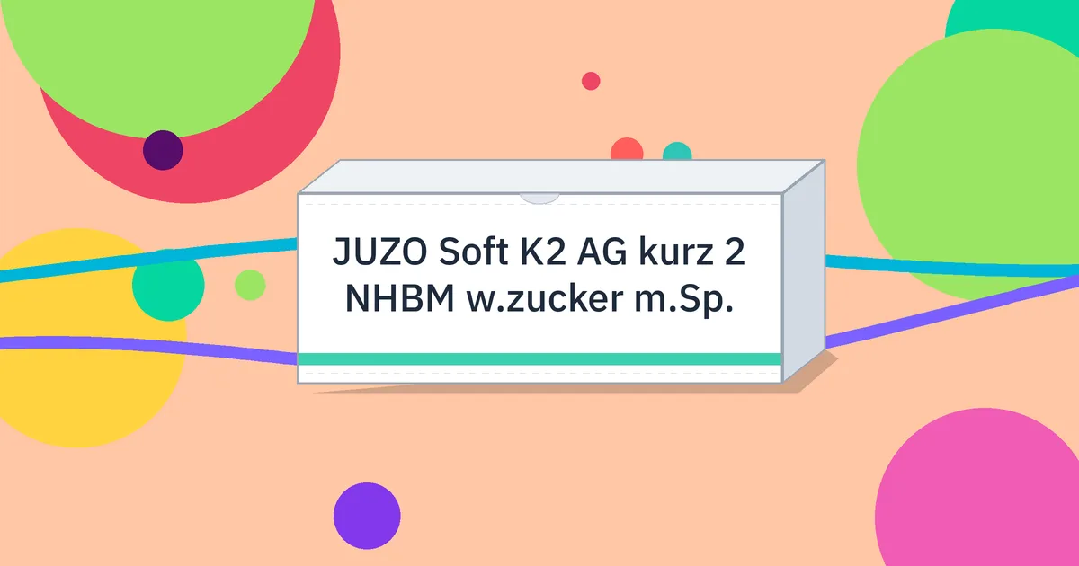 Symbolbild: Packung mit der Aufschrift JUZO Soft K2 AG kurz 2 NHBM w.zucker m.Sp. (PZN 15020072) – Verfügbarkeit und Bezug in Apotheken in Frankfurt am Main