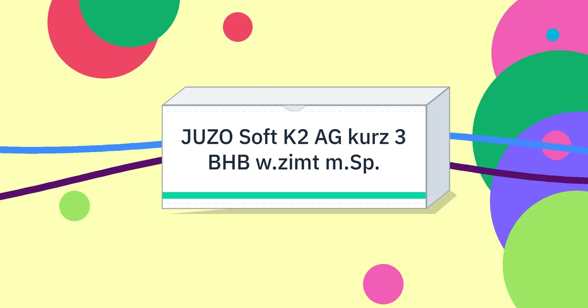 Symbolbild: Packung mit der Aufschrift JUZO Soft K2 AG kurz 3 BHB w.zimt m.Sp. (PZN 14841921) – Verfügbarkeit und Bezug in Apotheken in Frankfurt am Main