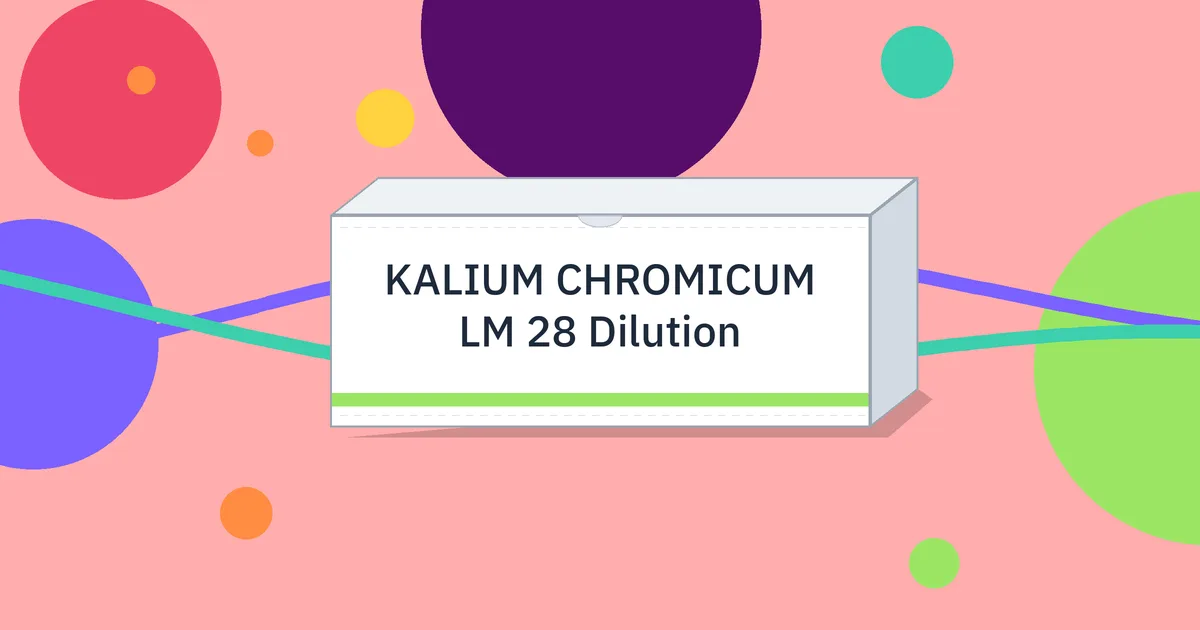 Symbolbild: Packung mit der Aufschrift KALIUM CHROMICUM LM 28 Dilution (PZN 12919412) – Verfügbarkeit und Bezug in Apotheken in Frankfurt am Main