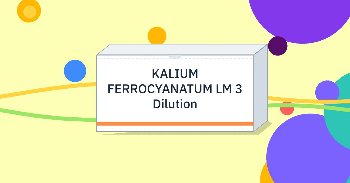 Symbolbild: Packung mit der Aufschrift KALIUM FERROCYANATUM LM 3 Dilution (PZN 12920935) – Verfügbarkeit und Bezug in Apotheken in Frankfurt am Main