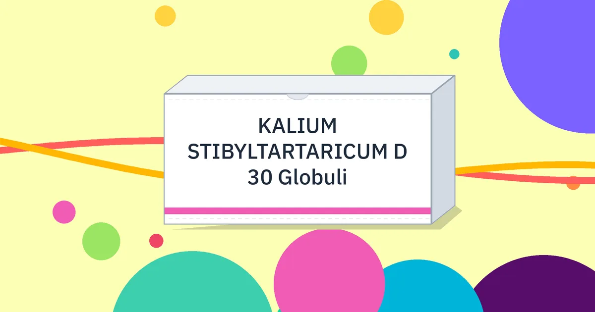 Symbolbild: Packung mit der Aufschrift KALIUM STIBYLTARTARICUM D 30 Globuli (PZN 15304941) – Verfügbarkeit und Bezug in Apotheken in Frankfurt am Main