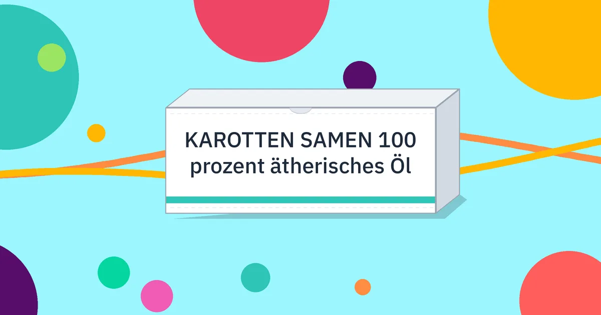 Symbolbild: Packung mit der Aufschrift KAROTTEN SAMEN 100 prozent ätherisches Öl (PZN 01991487) – Verfügbarkeit und Bezug in Apotheken in Frankfurt am Main