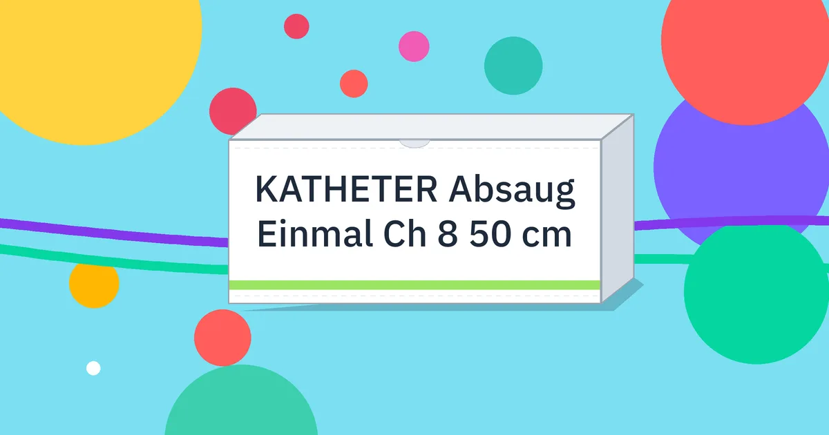 Symbolbild: Packung mit der Aufschrift KATHETER Absaug Einmal Ch 8 50 cm (PZN 02441458) – Verfügbarkeit und Bezug in Apotheken in Frankfurt am Main