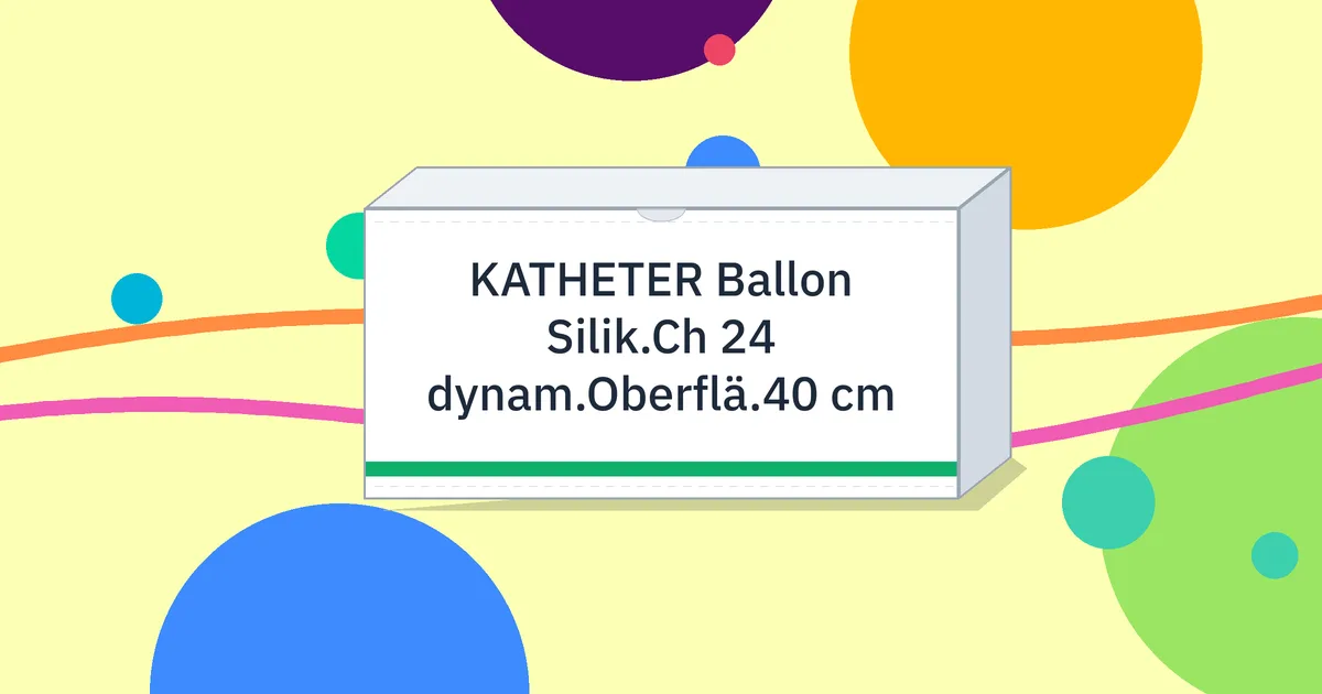 Symbolbild: Packung mit der Aufschrift KATHETER Ballon Silik.Ch 24 dynam.Oberflä.40 cm (PZN 00517163) – Verfügbarkeit und Bezug in Apotheken in Frankfurt am Main