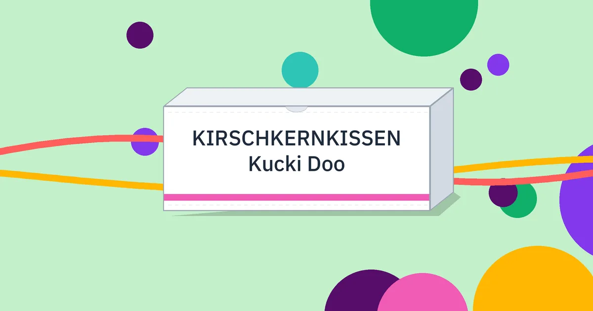 Symbolbild: Packung mit der Aufschrift KIRSCHKERNKISSEN Kucki Doo (PZN 18128775) – Verfügbarkeit und Bezug in Apotheken in Frankfurt am Main