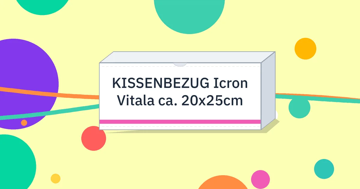 Symbolbild: Packung mit der Aufschrift KISSENBEZUG Icron Vitala ca. 20x25cm (PZN 06157228) – Verfügbarkeit und Bezug in Apotheken in Frankfurt am Main