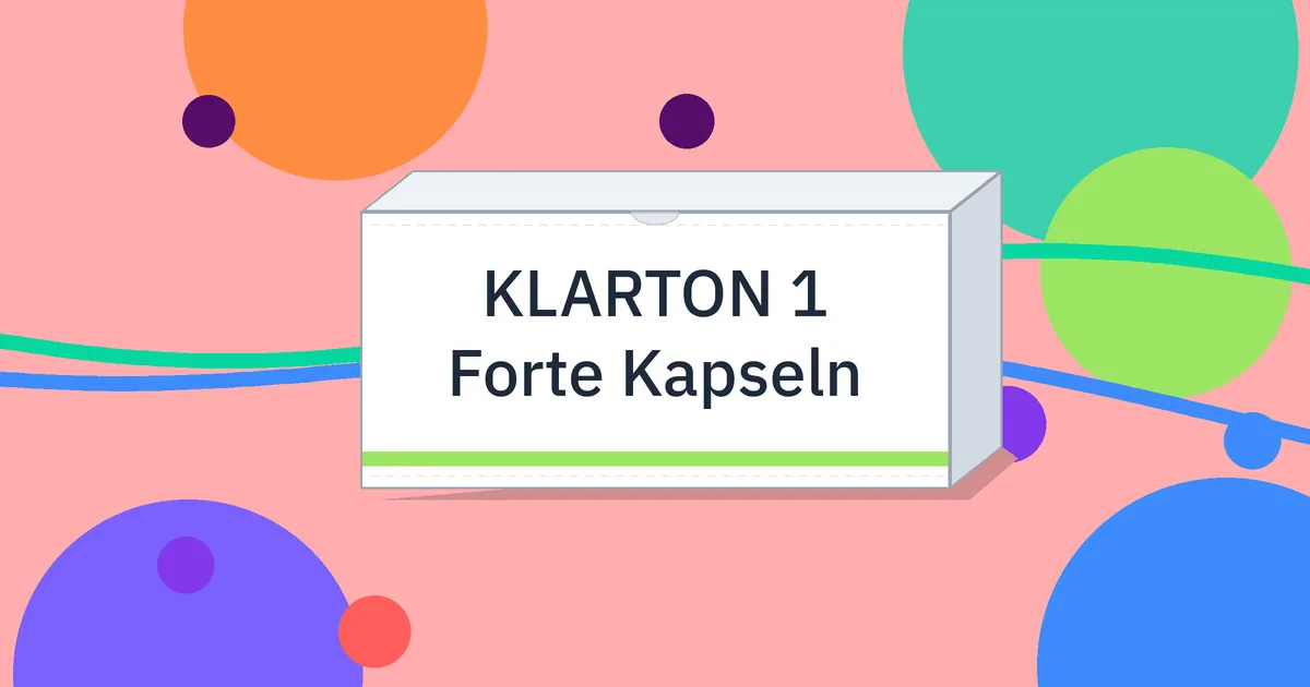 Symbolbild: Packung mit der Aufschrift KLARTON 1 Forte Kapseln (PZN 13864475) – Verfügbarkeit und Bezug in Apotheken in Frankfurt am Main