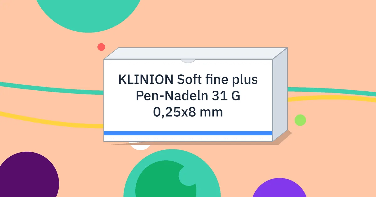 Symbolbild: Packung mit der Aufschrift KLINION Soft fine plus Pen-Nadeln 31 G 0,25x8 mm (PZN 09166251) – Verfügbarkeit und Bezug in Apotheken in Frankfurt am Main