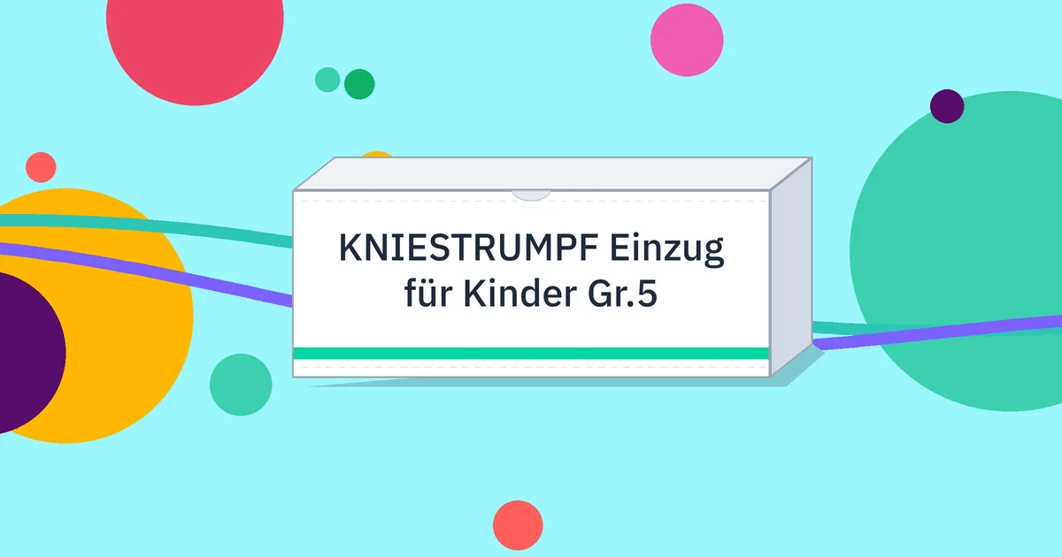 Symbolbild: Packung mit der Aufschrift KNIESTRUMPF Einzug für Kinder Gr.5 (PZN 01738771) – Verfügbarkeit und Bezug in Apotheken in Frankfurt am Main