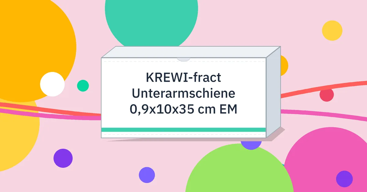 Symbolbild: Packung mit der Aufschrift KREWI-fract Unterarmschiene 0,9x10x35 cm EM (PZN 17300580) – Verfügbarkeit und Bezug in Apotheken in Frankfurt am Main