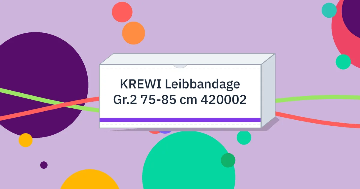 Symbolbild: Packung mit der Aufschrift KREWI Leibbandage Gr.2 75-85 cm 420002 (PZN 07298089) – Verfügbarkeit und Bezug in Apotheken in Frankfurt am Main