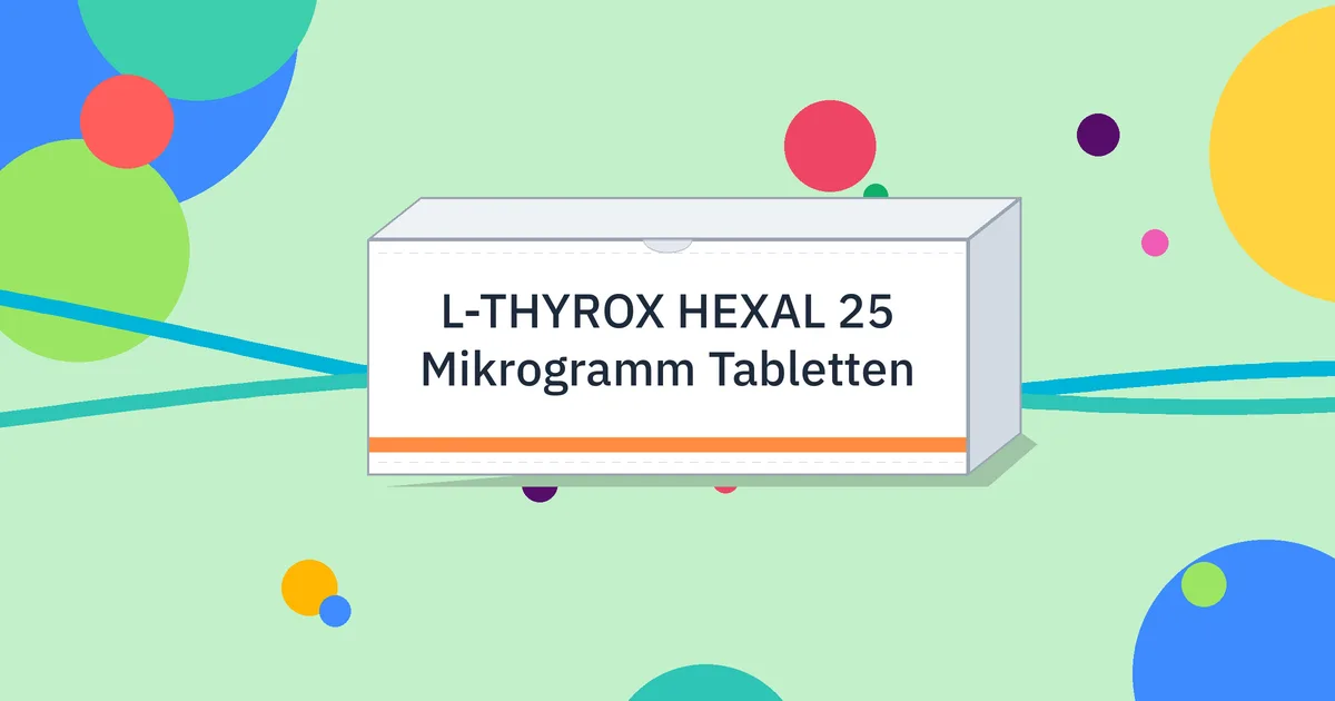 Symbolbild: Packung mit der Aufschrift L-THYROX HEXAL 25 Mikrogramm Tabletten (PZN 00811684) – Verfügbarkeit und Bezug in Apotheken in Frankfurt am Main