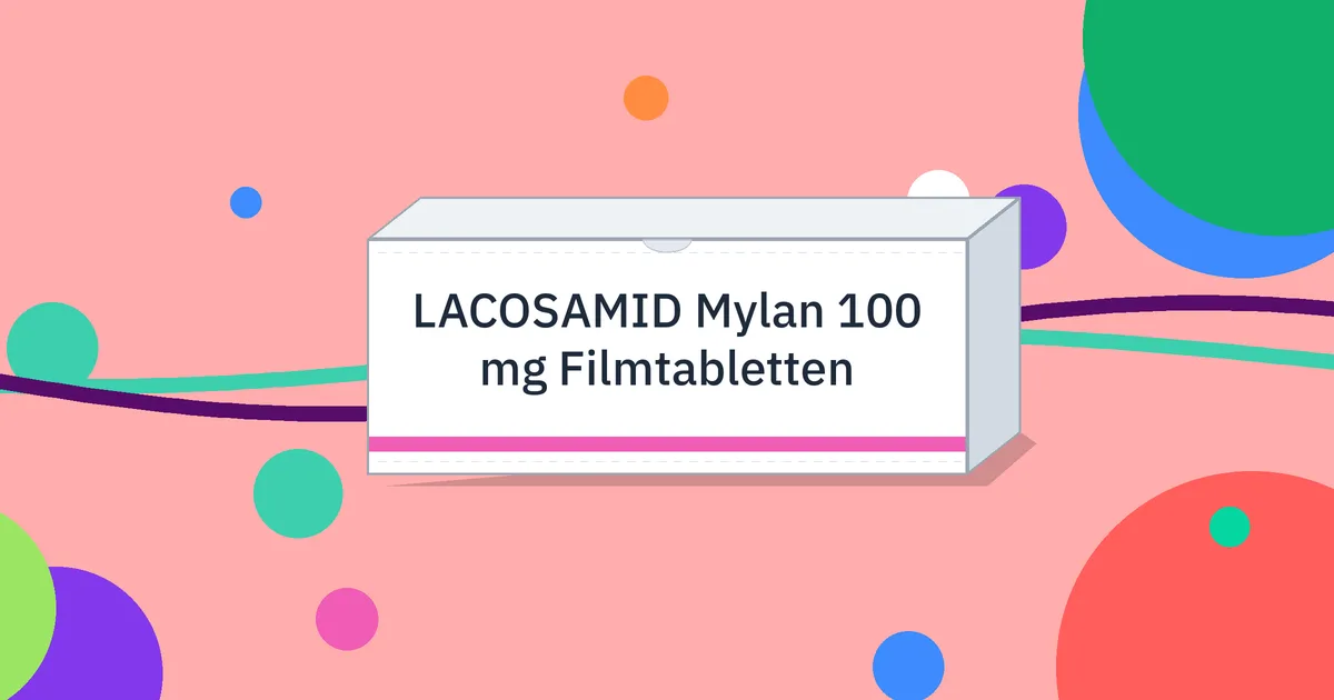 Symbolbild: Packung mit der Aufschrift LACOSAMID Mylan 100 mg Filmtabletten (PZN 17592252) – Verfügbarkeit und Bezug in Apotheken in Frankfurt am Main