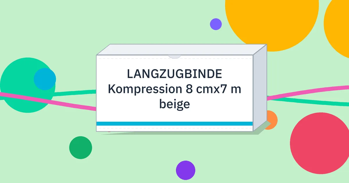 Symbolbild: Packung mit der Aufschrift LANGZUGBINDE Kompression 8 cmx7 m beige (PZN 17561783) – Verfügbarkeit und Bezug in Apotheken in Frankfurt am Main