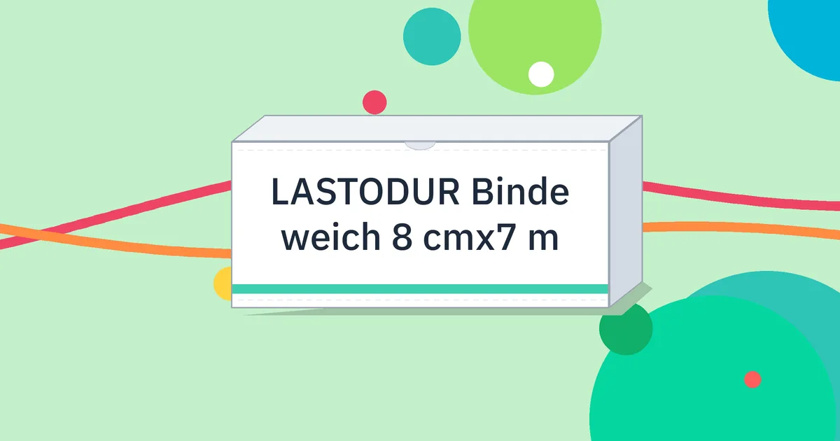 Symbolbild: Packung mit der Aufschrift LASTODUR Binde weich 8 cmx7 m (PZN 13744512) – Verfügbarkeit und Bezug in Apotheken in Frankfurt am Main