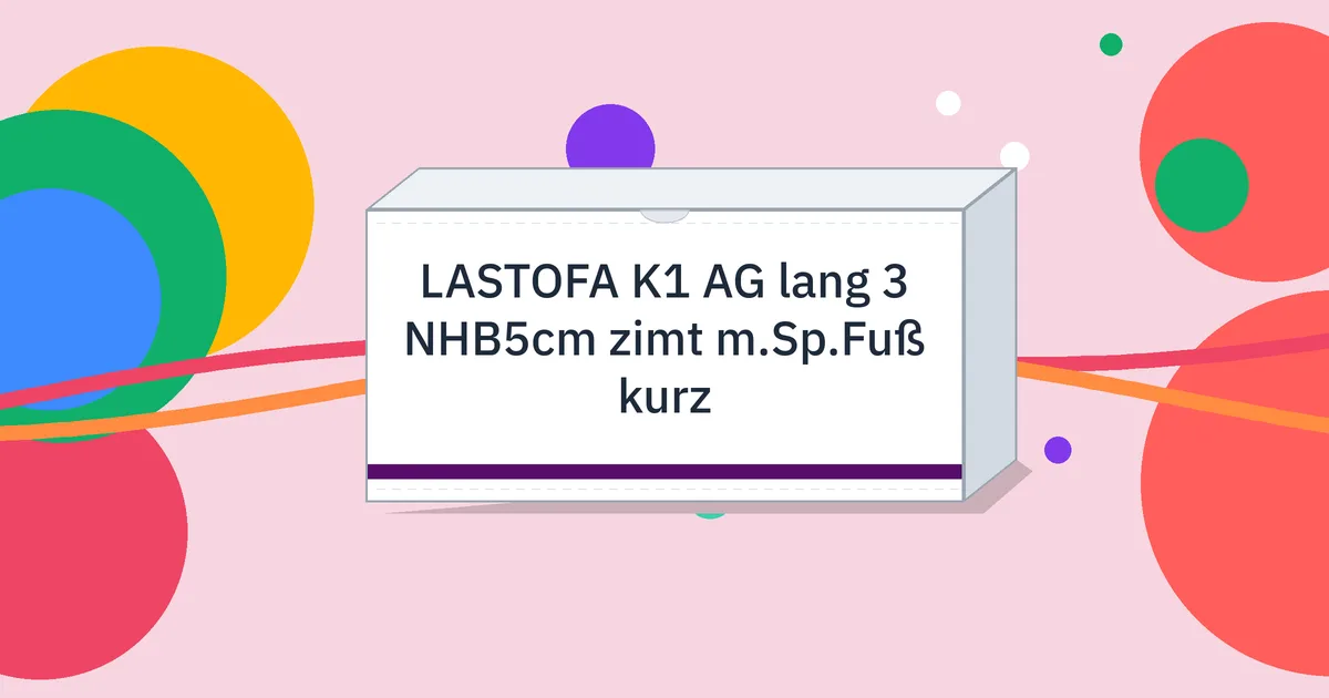 Symbolbild: Packung mit der Aufschrift LASTOFA K1 AG lang 3 NHB5cm zimt m.Sp.Fuß kurz (PZN 13790788) – Verfügbarkeit und Bezug in Apotheken in Frankfurt am Main
