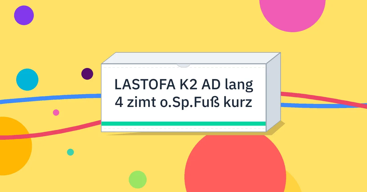 Symbolbild: Packung mit der Aufschrift LASTOFA K2 AD lang 4 zimt o.Sp.Fuß kurz (PZN 13800570) – Verfügbarkeit und Bezug in Apotheken in Frankfurt am Main