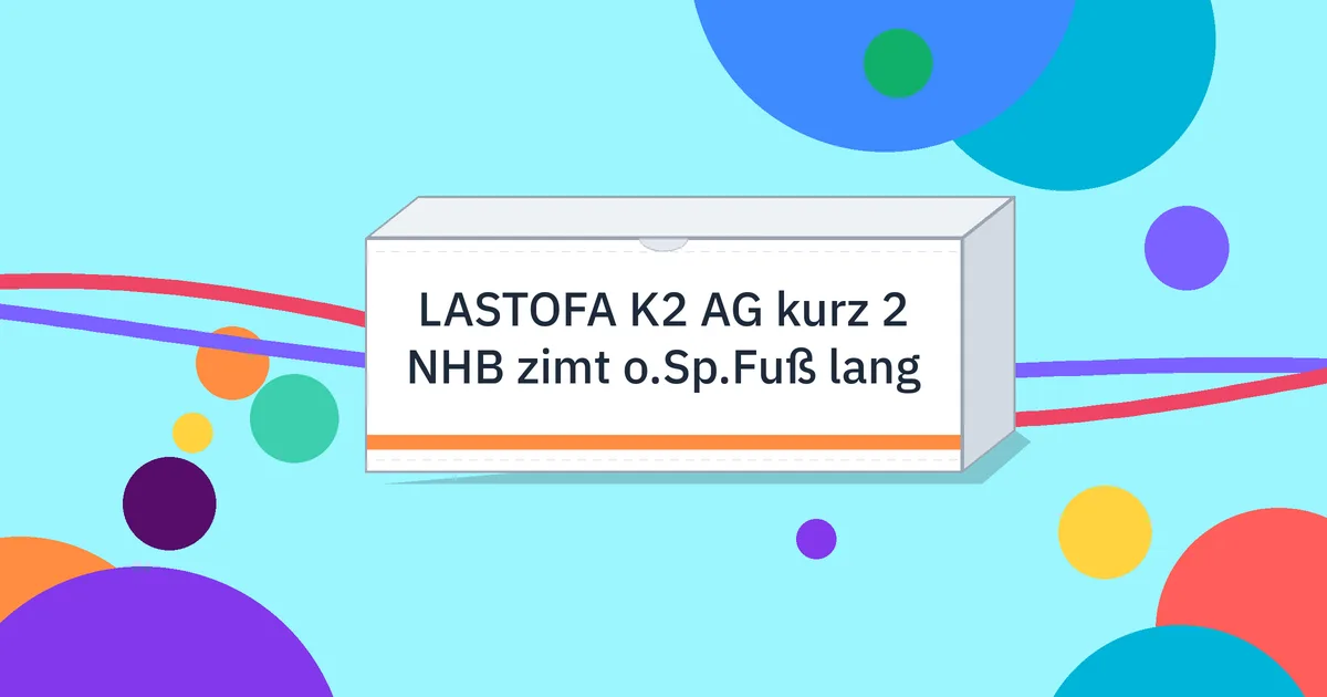 Symbolbild: Packung mit der Aufschrift LASTOFA K2 AG kurz 2 NHB zimt o.Sp.Fuß lang (PZN 14149438) – Verfügbarkeit und Bezug in Apotheken in Frankfurt am Main