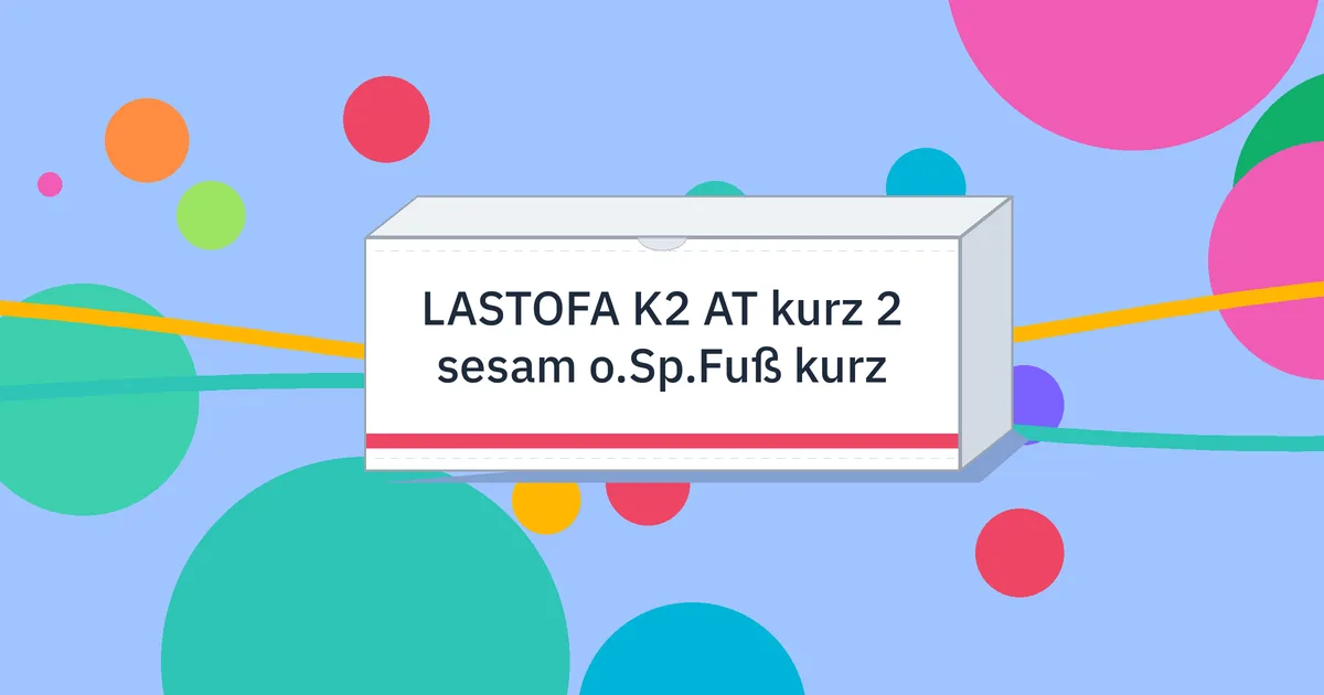 Symbolbild: Packung mit der Aufschrift LASTOFA K2 AT kurz 2 sesam o.Sp.Fuß kurz (PZN 13808790) – Verfügbarkeit und Bezug in Apotheken in Frankfurt am Main