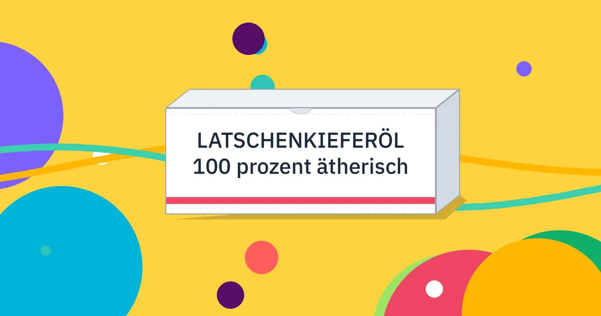Symbolbild: Packung mit der Aufschrift LATSCHENKIEFERÖL 100 prozent ätherisch (PZN 07205768) – Verfügbarkeit und Bezug in Apotheken in Frankfurt am Main
