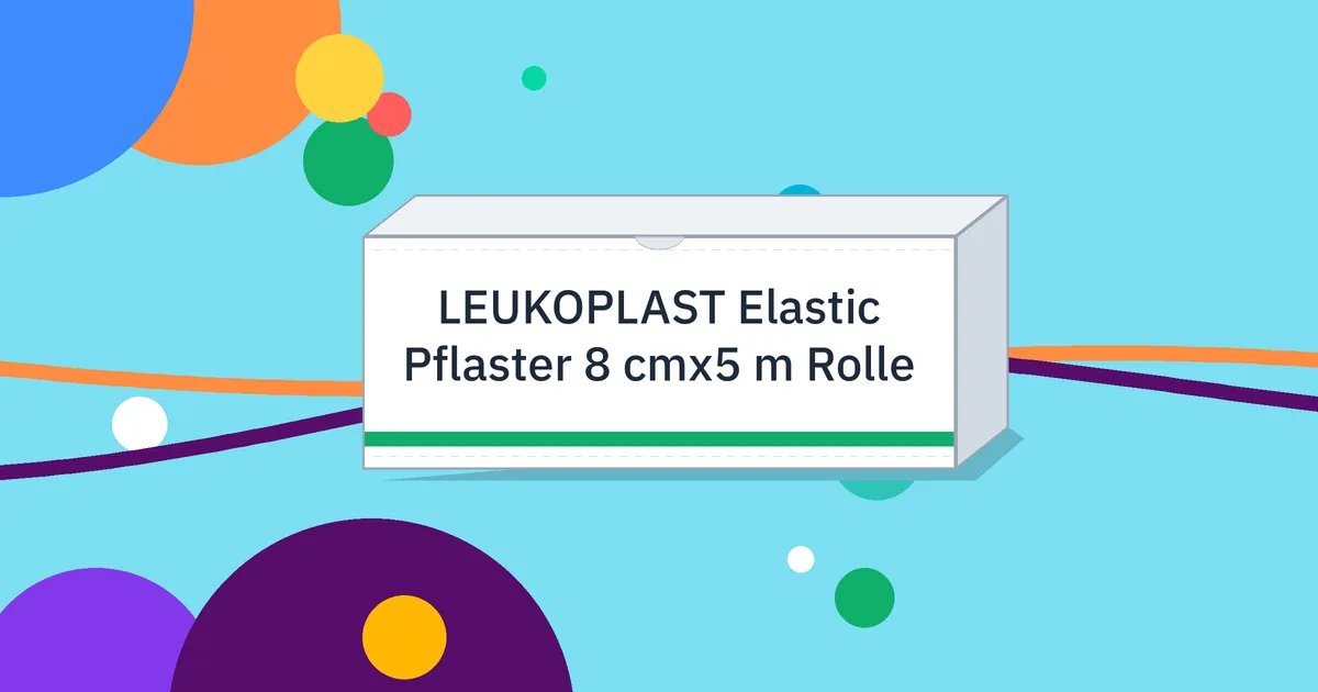 Symbolbild: Packung mit der Aufschrift LEUKOPLAST Elastic Pflaster 8 cmx5 m Rolle (PZN 14284811) – Verfügbarkeit und Bezug in Apotheken in Frankfurt am Main