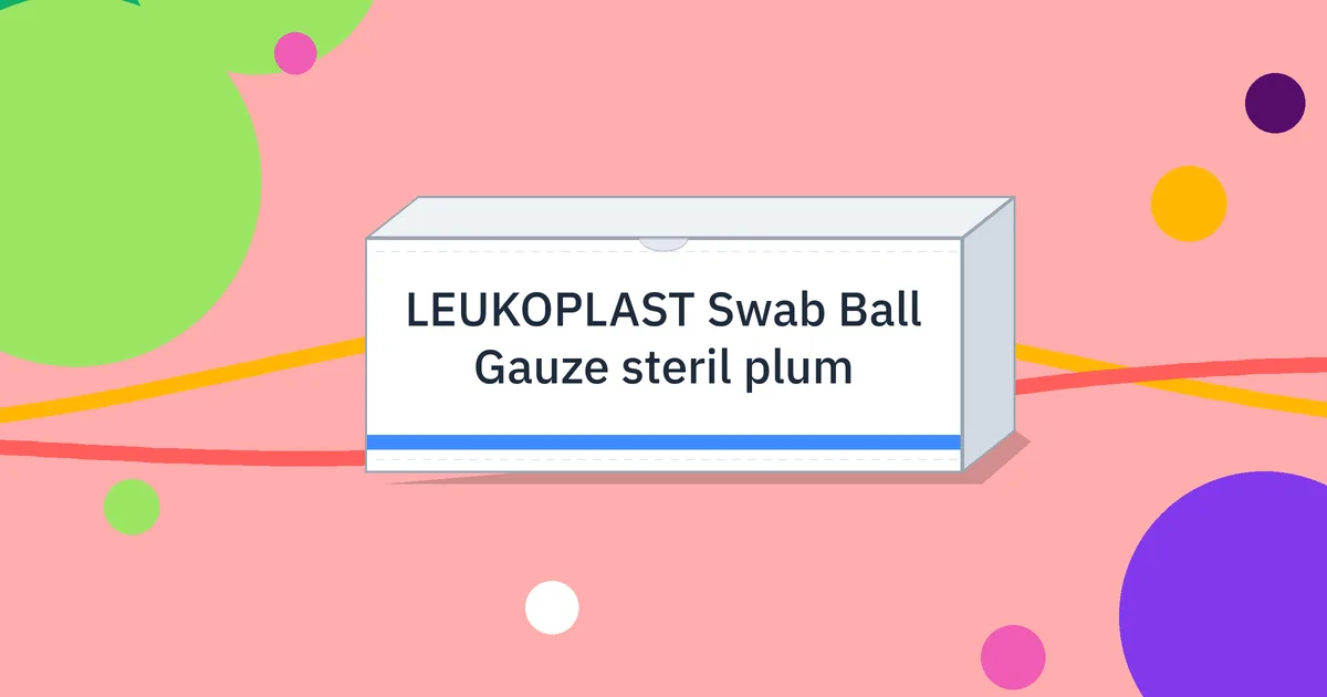 Symbolbild: Packung mit der Aufschrift LEUKOPLAST Swab Ball Gauze steril plum (PZN 17208325) – Verfügbarkeit und Bezug in Apotheken in Frankfurt am Main