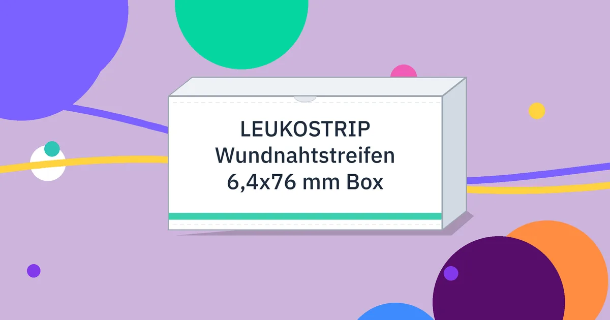Symbolbild: Packung mit der Aufschrift LEUKOSTRIP Wundnahtstreifen 6,4x76 mm Box (PZN 20802701) – Verfügbarkeit und Bezug in Apotheken in Frankfurt am Main