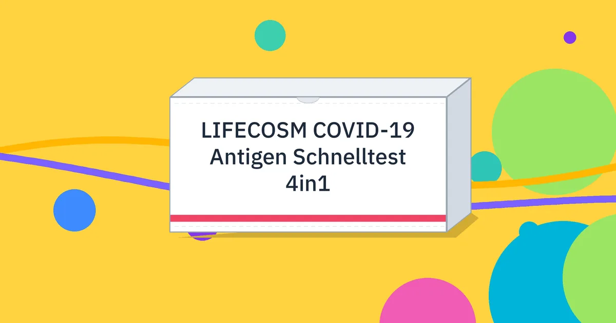 Symbolbild: Packung mit der Aufschrift LIFECOSM COVID-19 Antigen Schnelltest 4in1 (PZN 18735707) – Verfügbarkeit und Bezug in Apotheken in Frankfurt am Main