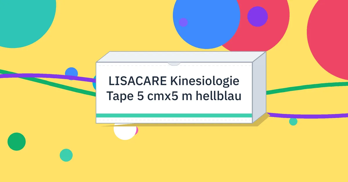Symbolbild: Packung mit der Aufschrift LISACARE Kinesiologie Tape 5 cmx5 m hellblau (PZN 18324909) – Verfügbarkeit und Bezug in Apotheken in Frankfurt am Main